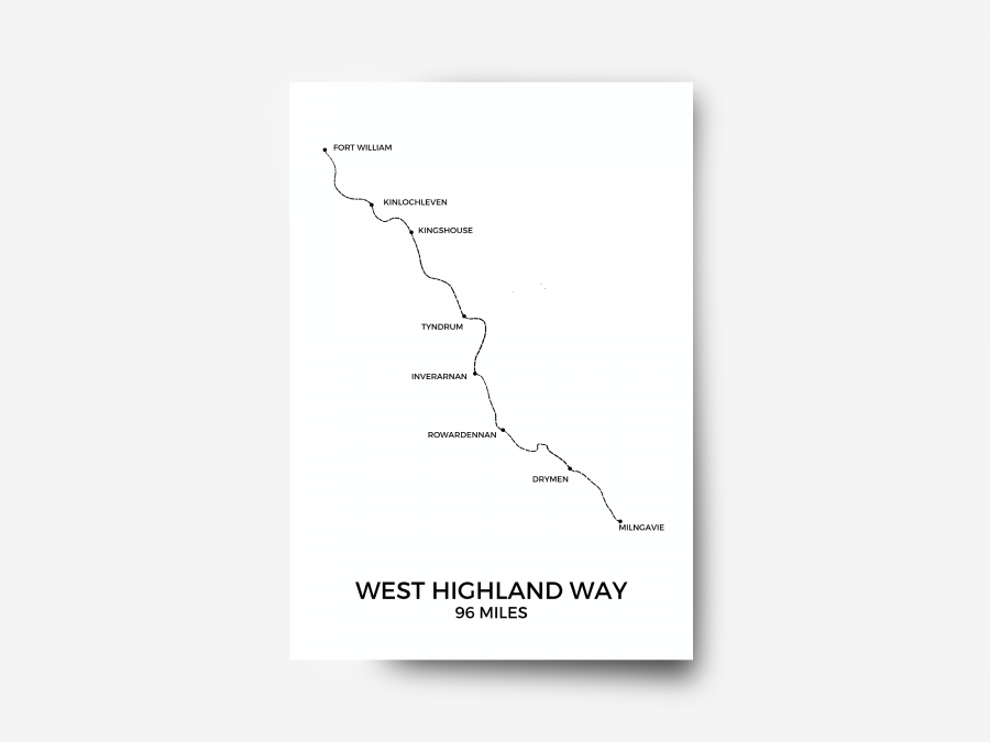 West Highland Way Multi-day Long Distance Trail Map Poster - Wild Peaks