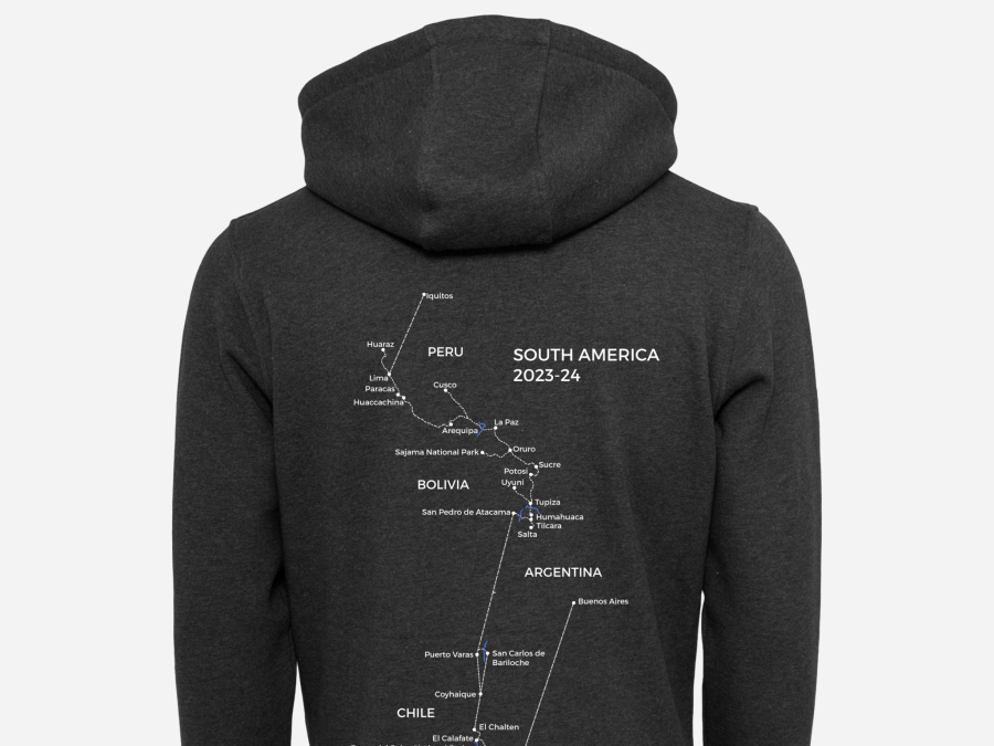 Custom Travel Map Hoodie | Your Route Printed on a Hoodie - Wild Peaks